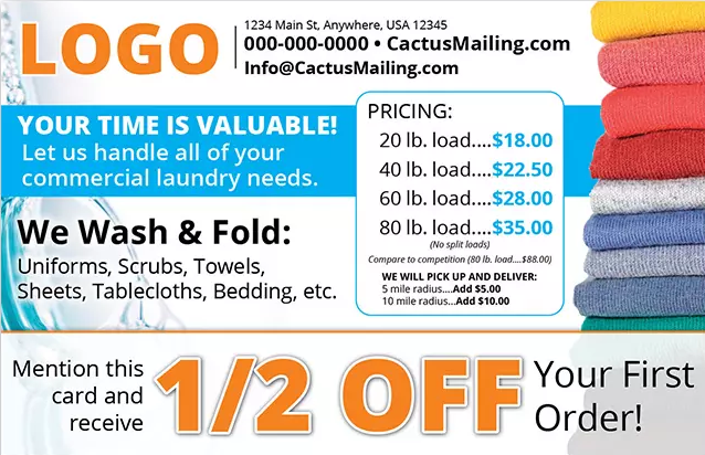 Effective Laundromat Marketing Postcards | Cactus Mailing Company