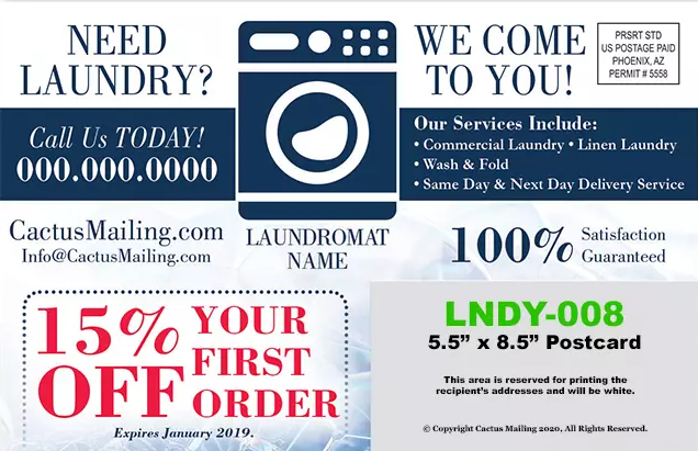 Effective Laundromat Marketing Postcards | Cactus Mailing Company